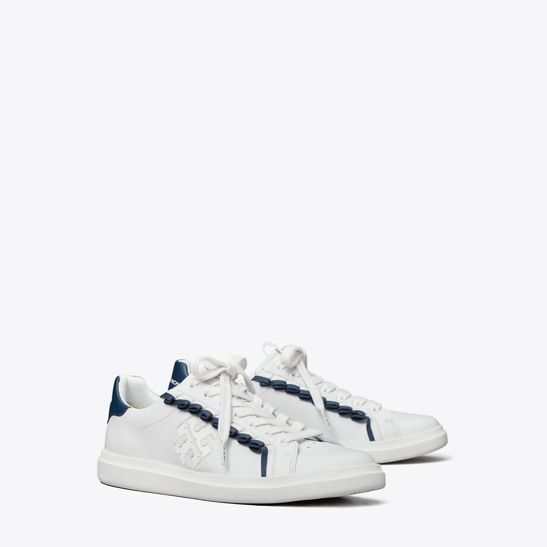 Tory Burch Double T Howell Court Ruffle Sneakers - Titanium Tory Burch Double T Howell Court Ruffle Sneakers - Titanium